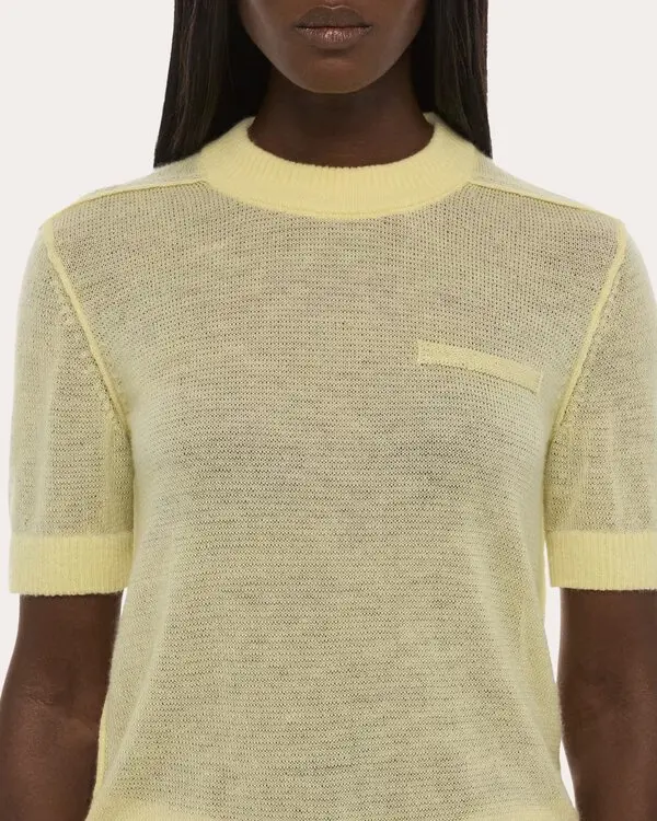 Helmut Lang Sheer Wool Knit Baby T-shirt - Yellow