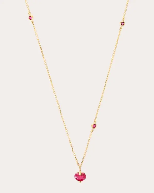 YI COLLECTION Ruby And 18k Gold Heart Pendant Necklace