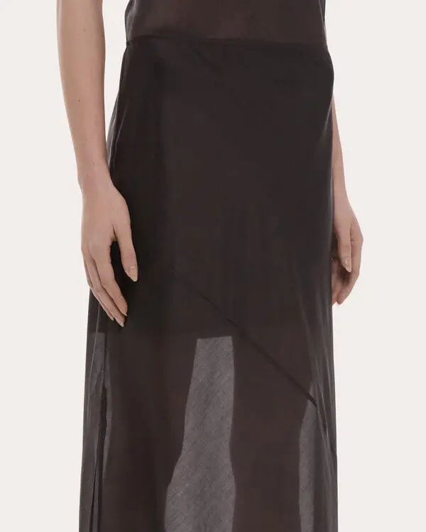Helmut Lang Sheer Airy Voile Layered Maxi Skirt - Brown