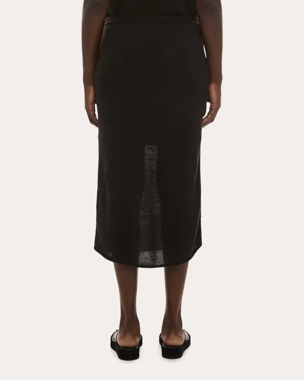 Helmut Lang Sheer Wool Knit Layered Midi Skirt
