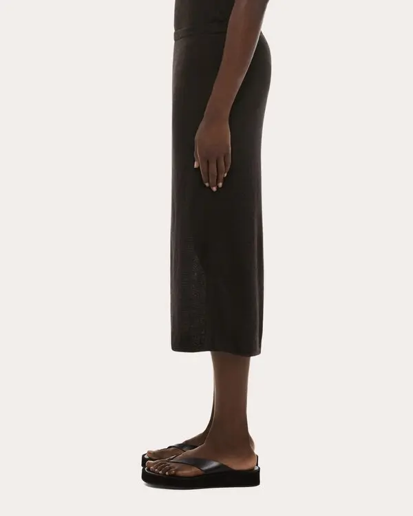 Helmut Lang Sheer Wool Knit Layered Midi Skirt