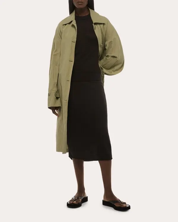 Helmut Lang Sheer Wool Knit Layered Midi Skirt