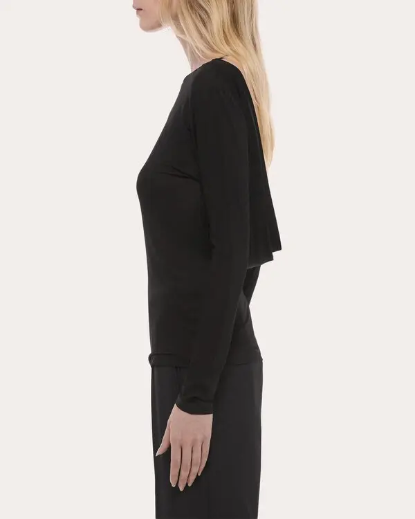 Helmut Lang Stretch Jersey Draped Cowl Back Top - Black