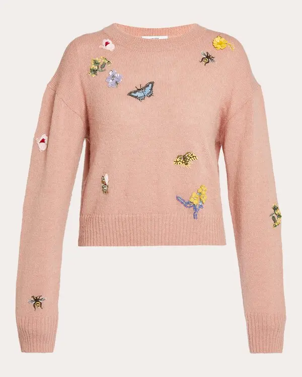 Erdem Embroidered Wool Crewneck Sweater