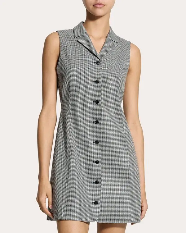 Theory Plaid Wool Twill Sleeveless Blazer Dress