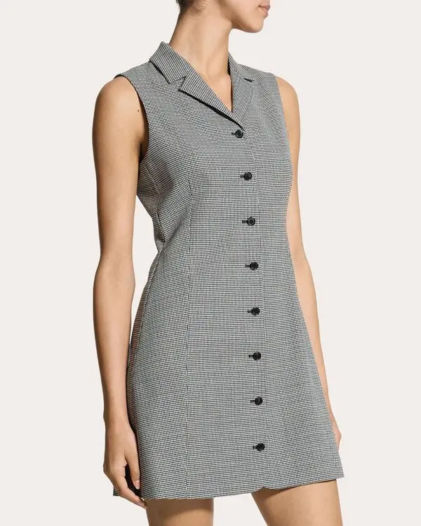 Theory Plaid Wool Twill Sleeveless Blazer Dress