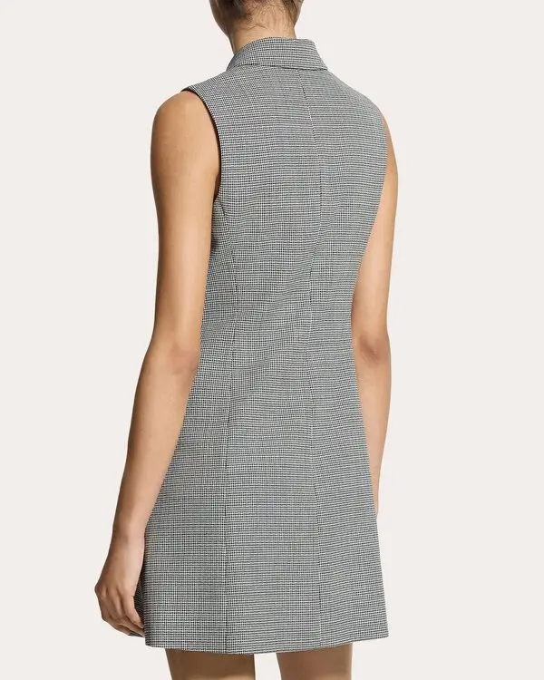 Theory Plaid Wool Twill Sleeveless Blazer Dress