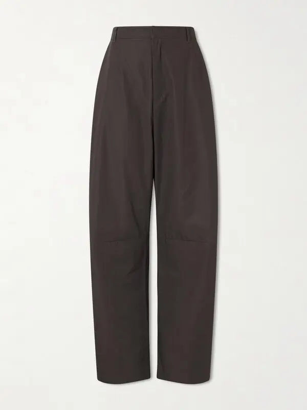 AMOMENTO Barrel-leg Cotton Trousers - Green