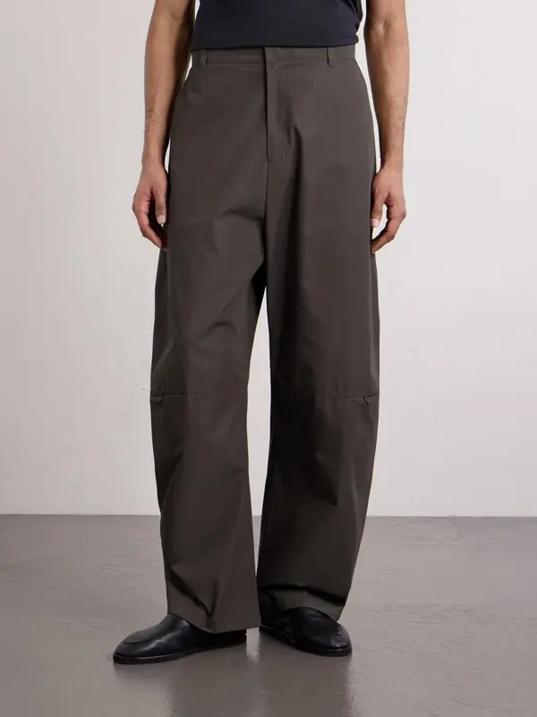 AMOMENTO Barrel-leg Cotton Trousers - Green