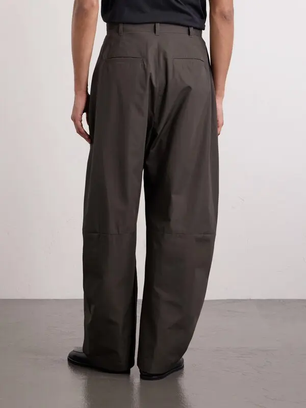 AMOMENTO Barrel-leg Cotton Trousers - Green