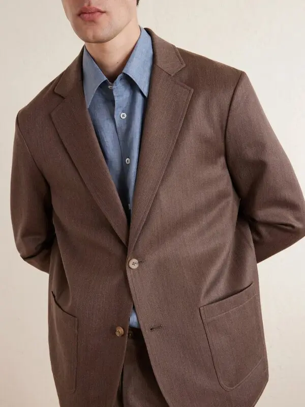 De Bonne Facture Writers Wool And Cotton-blend Suit Jacket - Brown