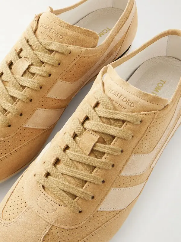 TOM FORD Brook Perforated Suede Sneakers - Neutrals