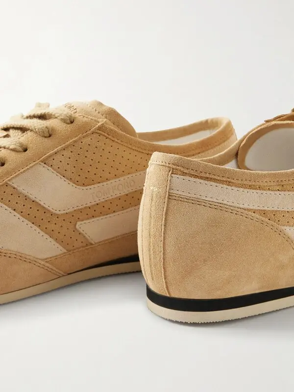 TOM FORD Brook Perforated Suede Sneakers - Neutrals