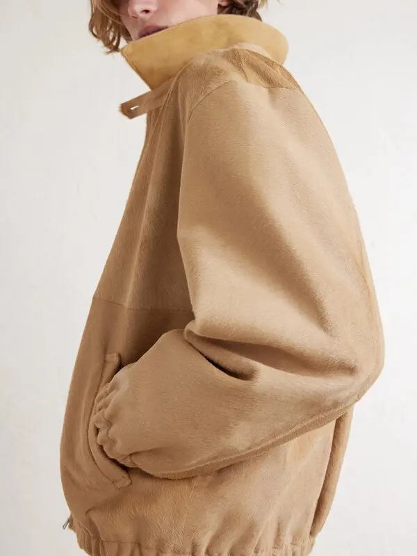 Auralee Panelled Calf Hair Blouson Jacket