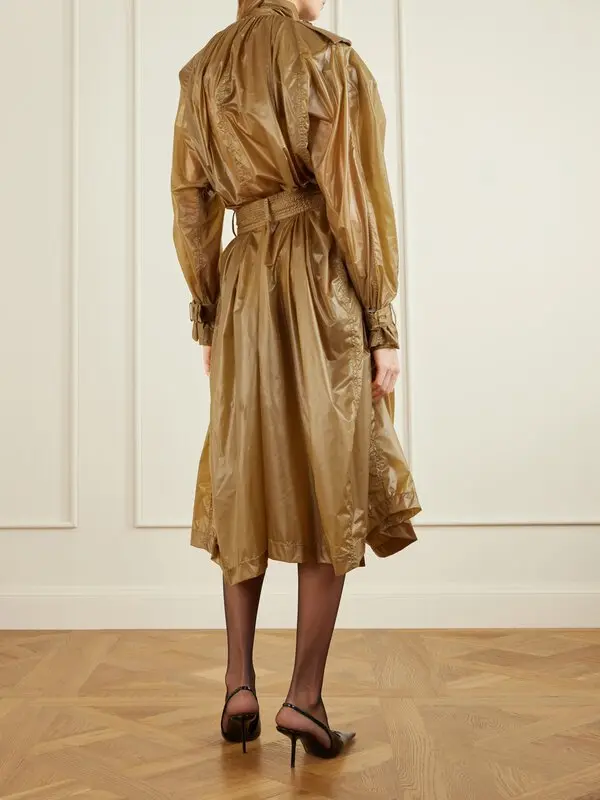 Saint Laurent Double-breasted Belted Shell Trench Coat