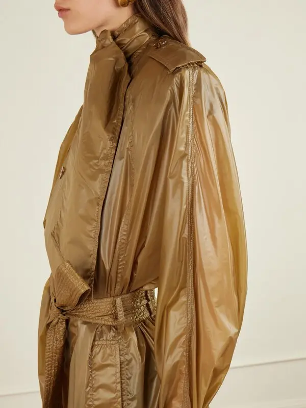 Saint Laurent Double-breasted Belted Shell Trench Coat