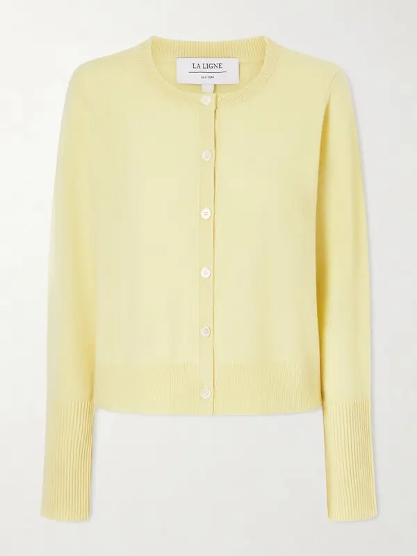 LA LIGNE Solid Lean Lines Cashmere Cardigan