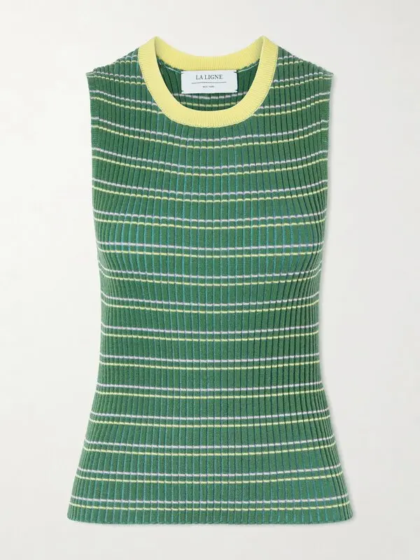 LA LIGNE Iggy Striped Merino Wool Top