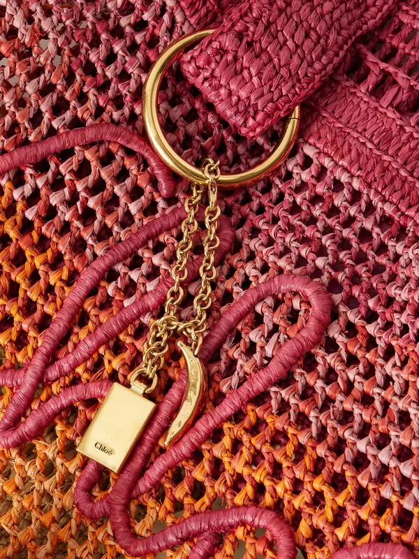 Chloé Summer Banana Leather-trimmed Dégradé Raffia Tote