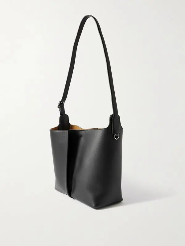 Loewe Bilbao Medium Pleated Leather Bucket Bag - Black