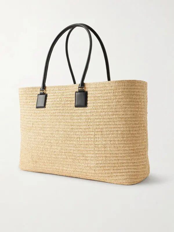 Loewe Verano Embroidered Raffia Tote