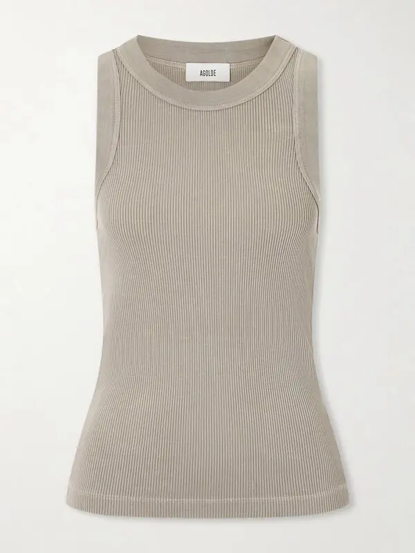 AGOLDE Leigh Ribbed Organic Cotton Tank - Brown