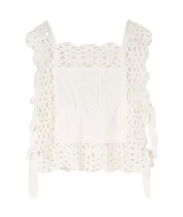 Sea Leila Bow-embellished Cotton Top - White