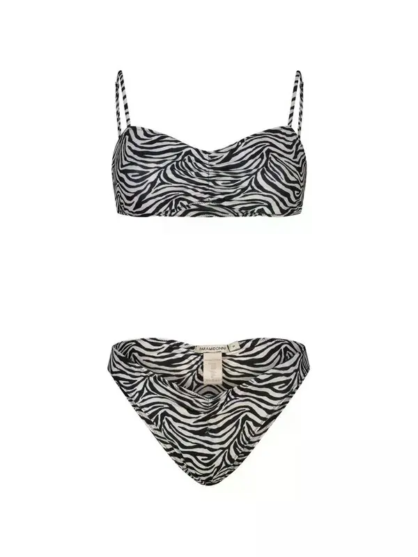 PARAMIDONNA Zebra Print Two Piece Swimsuit - White