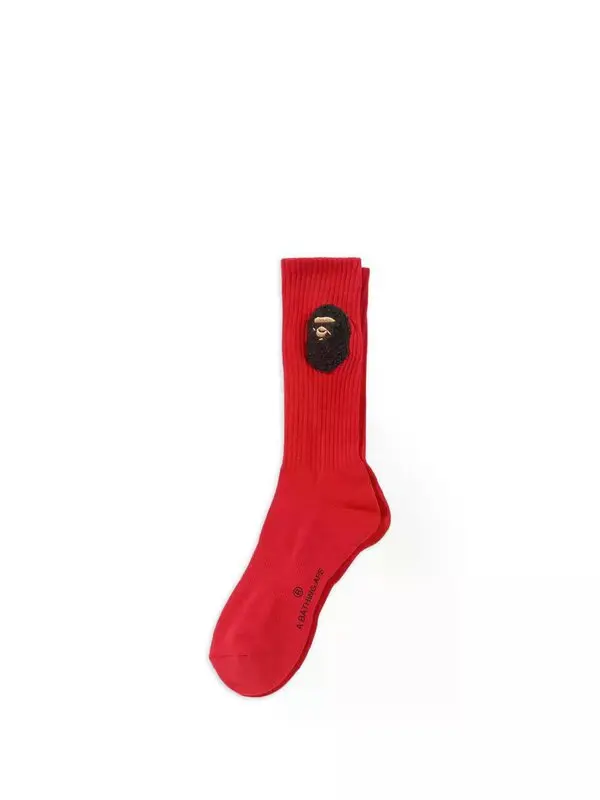 A BATHING APE Balloon Yarn Ape Head Socks - Red