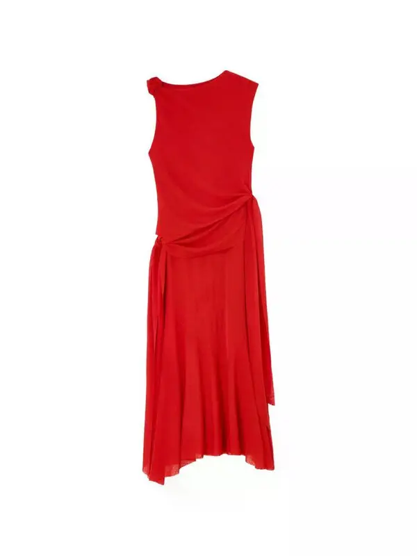 GANNI Long Dress In Marl Mesh - Red