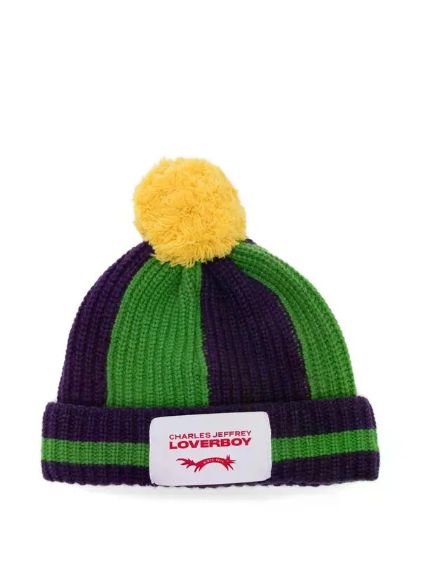 CHARLES JEFFREY Pompom Beanie - Purple