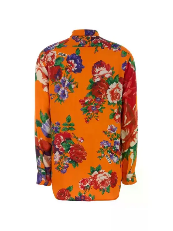 Moschino Floral Print Lavalliere Collar Shirt - Orange
