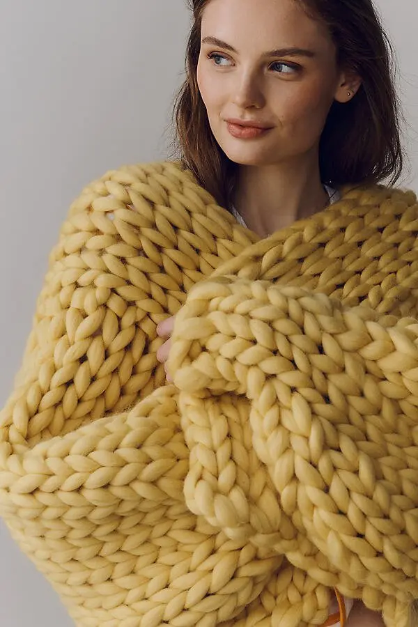 HOPE MACAULAY Colossal Wool Cardigan - Yellow