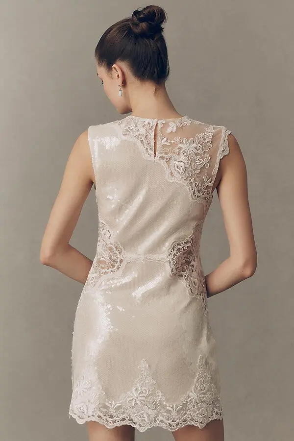 Bhldn Sequin And Lace Mini Dress