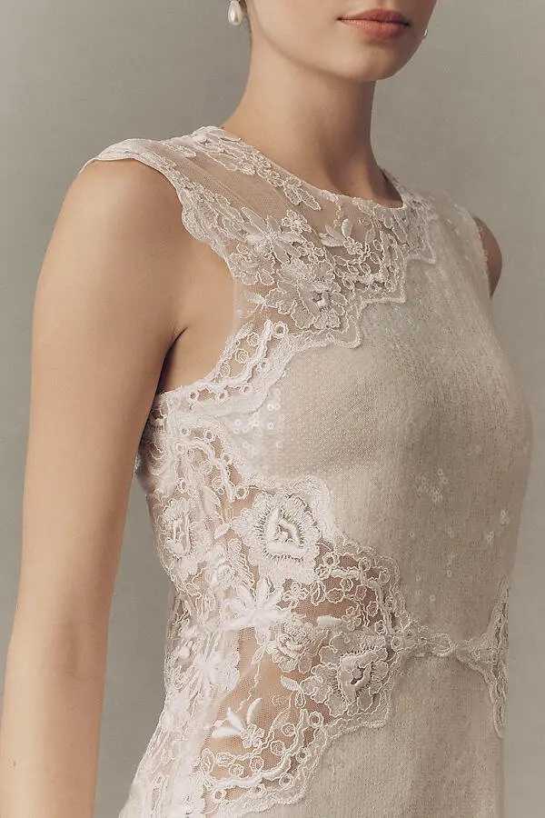 Bhldn Sequin And Lace Mini Dress