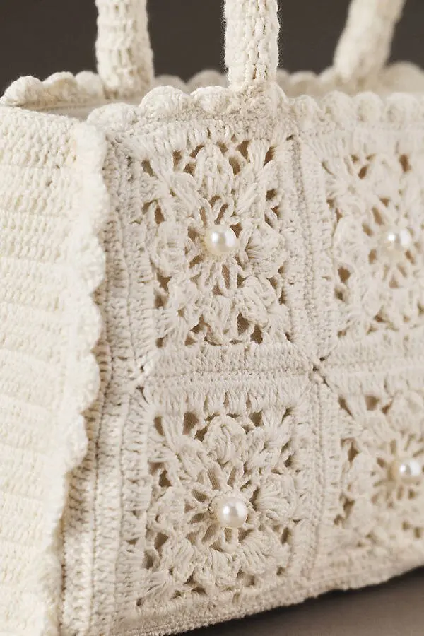 Anthropologie Crochet Top Handle Bag