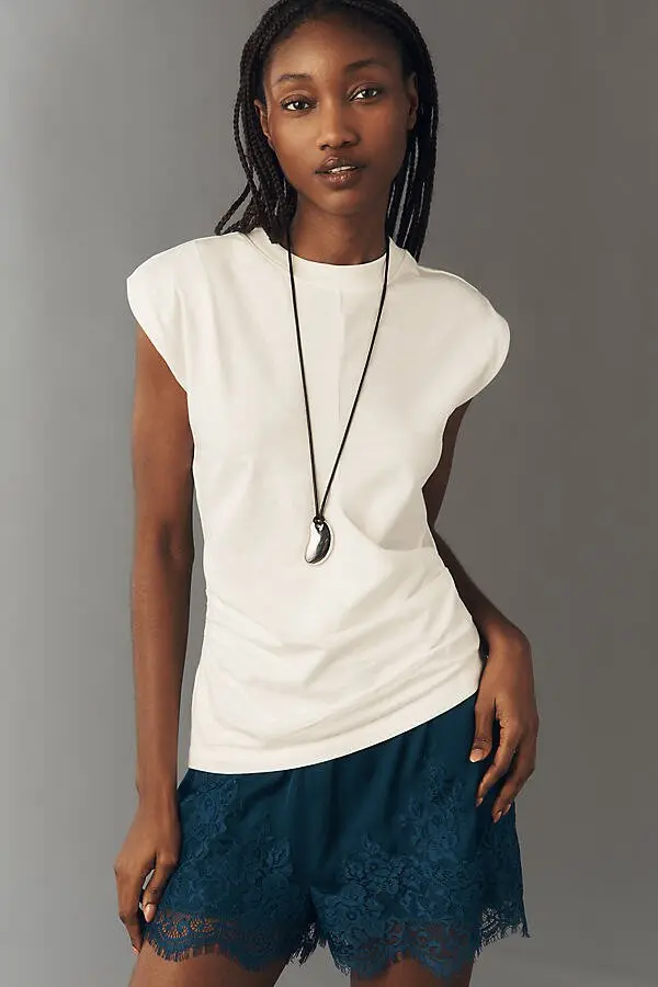PISTOLA Cotton Nya Draped Tee - Le Blanc
