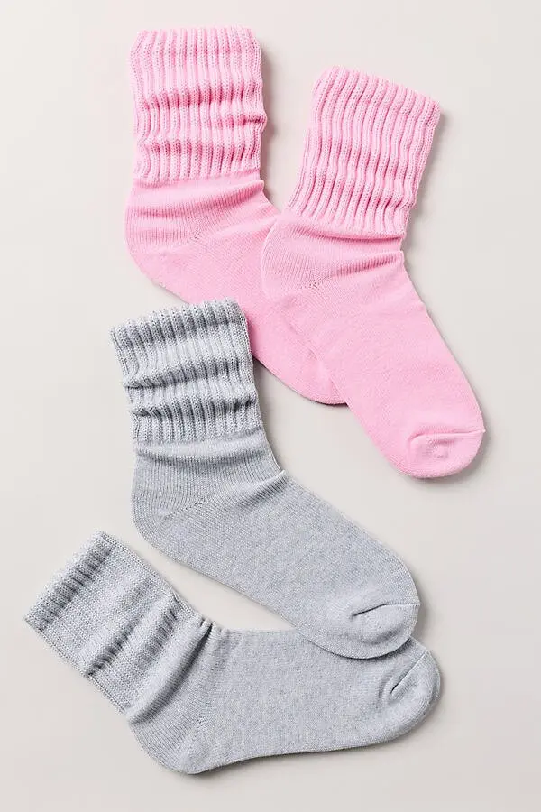 Anthropologie Ribbed Scrunch Socks - Pink