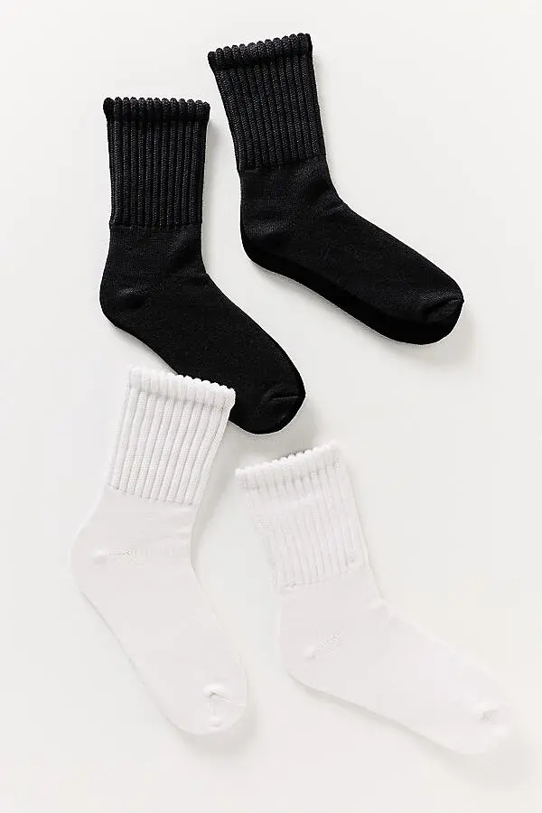 Anthropologie Ribbed Scrunch Socks - White/black