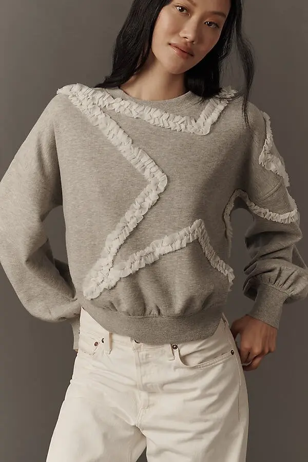 Maeve Textured Star Pullover - Heather Grey