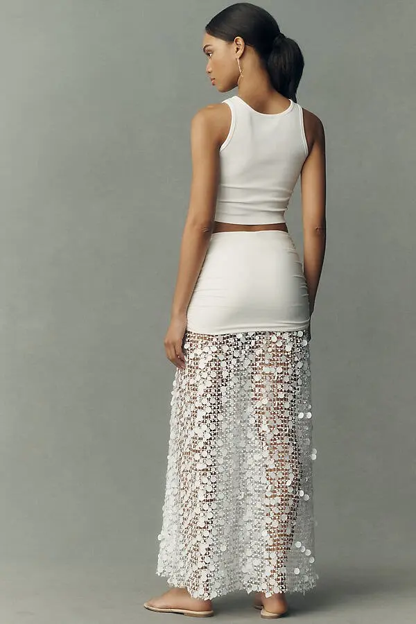 MARE MARE Knit Piquet Top And Skirt Set With Sequins And Draping