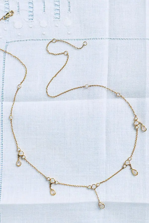 FINE DIAMONDS BY ANTHROPOLOGIE Droplet Diamond Necklace - Gold