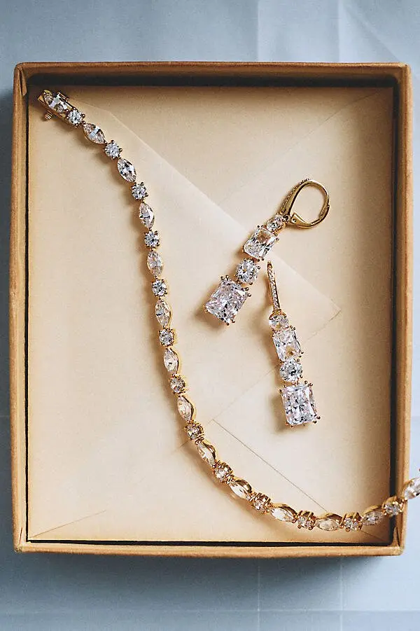 FINE DIAMONDS BY ANTHROPOLOGIE WEDDINGS Mixed Stone Lab Diamond Tennis Bracelet - Gold