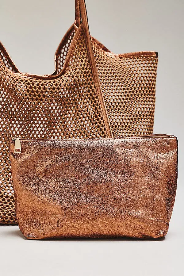 SHIRALEAH Sandra Metallic Mesh Tote Bag