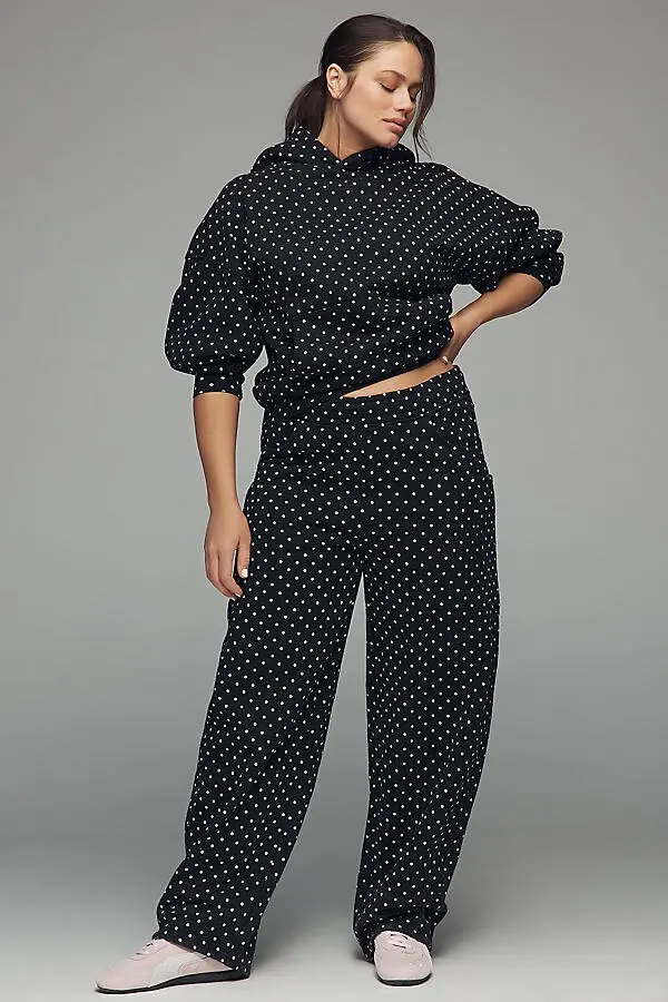 AFRM Cotton Ryan Plus Barrel Pants - Noir Micro Dot