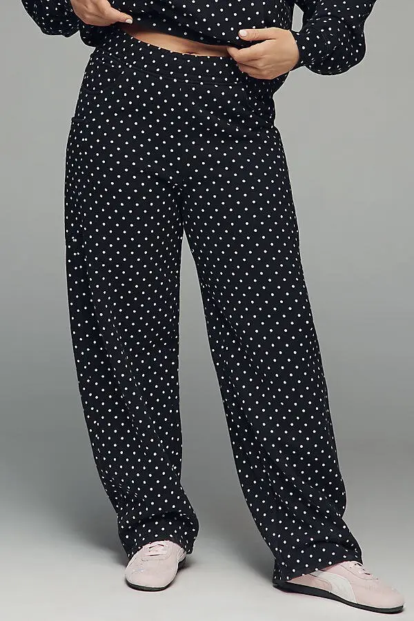 AFRM Cotton Ryan Plus Barrel Pants - Noir Micro Dot