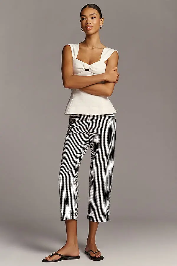 Faithfull The Brand Claude Crop Pants - Black Textured Gingham
