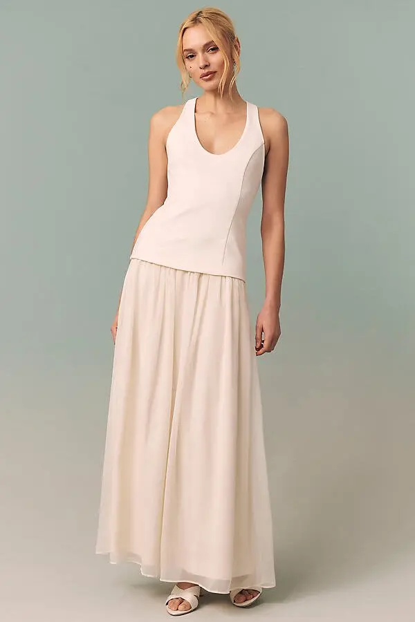 Bhldn Scoop-neck Twofer Maxi Dress