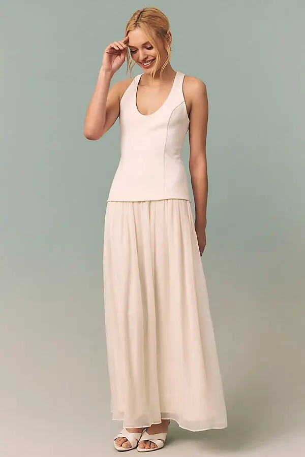 Bhldn Scoop-neck Twofer Maxi Dress