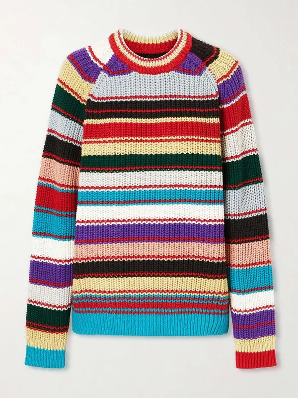 Aimé Leon Dore Striped Crewneck Cotton-knitted Sweater - Multi